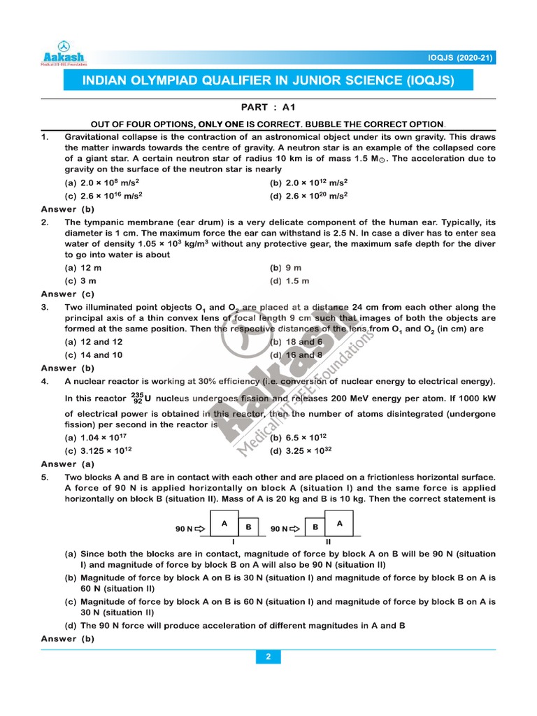Previous Year Papers - NSEJS-3 | PDF