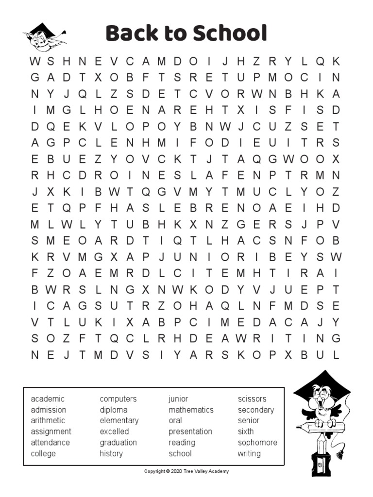 Back To School Word Search Grade 6 | PDF