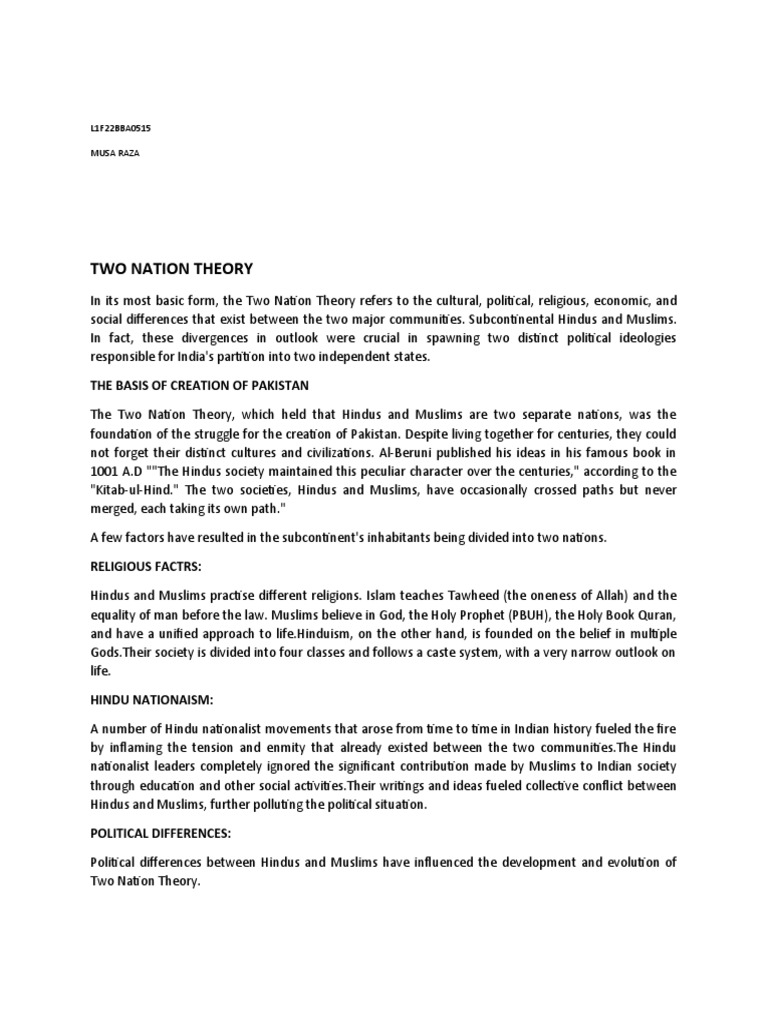 Two Nation Theory | PDF | Two Nation Theory | Urdu Two Nation Theory | PDF | Two Nation Theory | Urdu