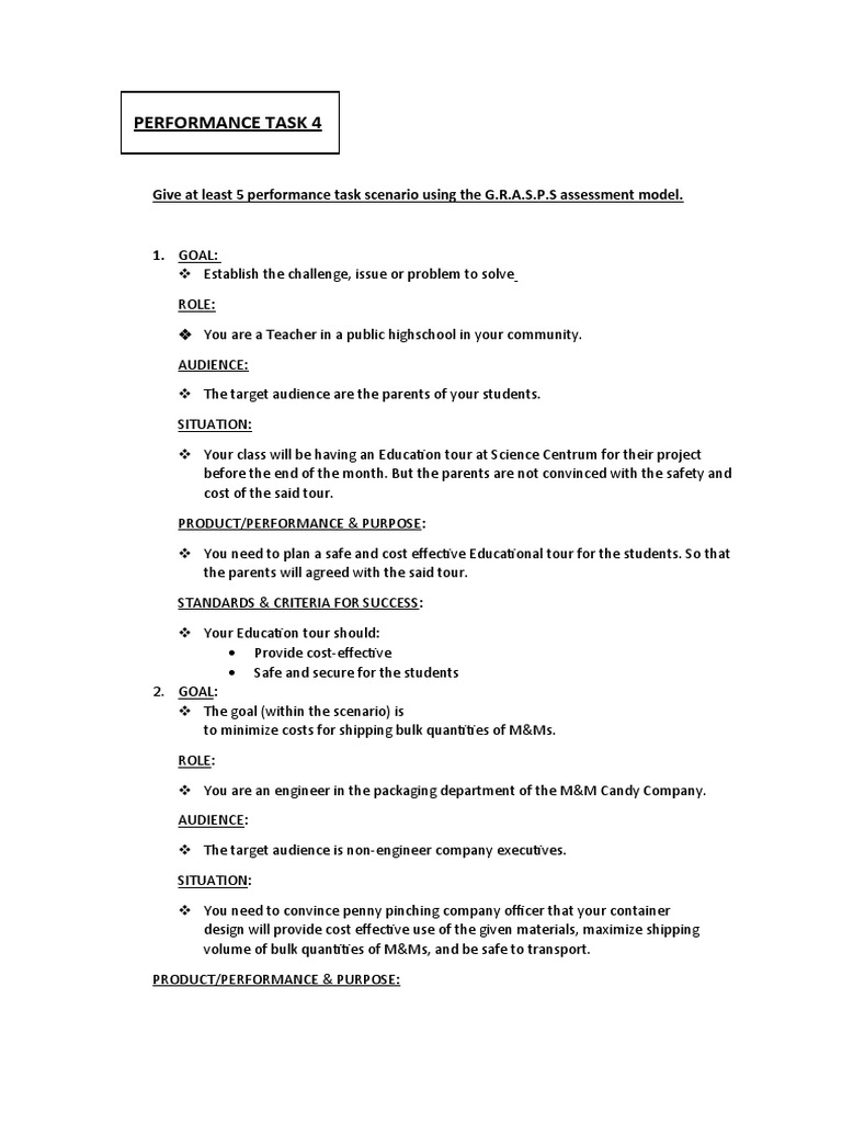 Performance Task 4 | PDF