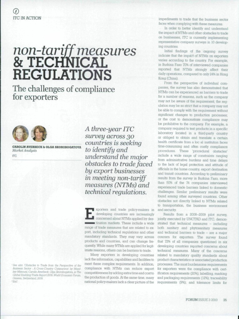 Non-Tariff Measures: & Technical Regulations | PDF | Non Tariff ...