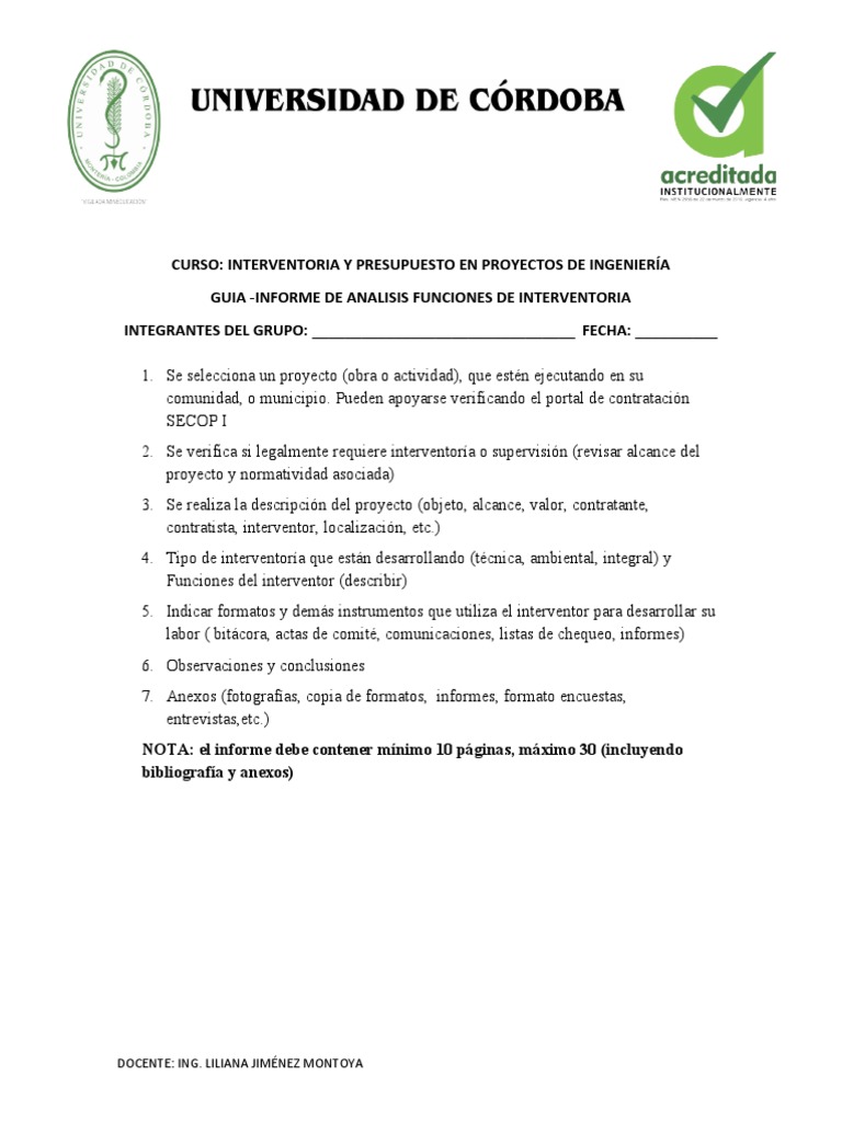 Guia Informe de Interventoria-2022-II | PDF | Negocios | Tecnología