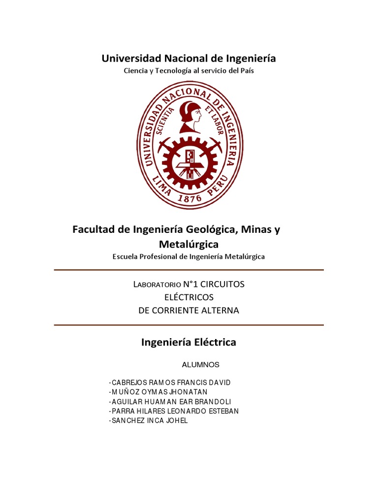 Laboratorio #1 Ing - Electrica 2022-2 | PDF | Corriente eléctrica | Generador eléctrico