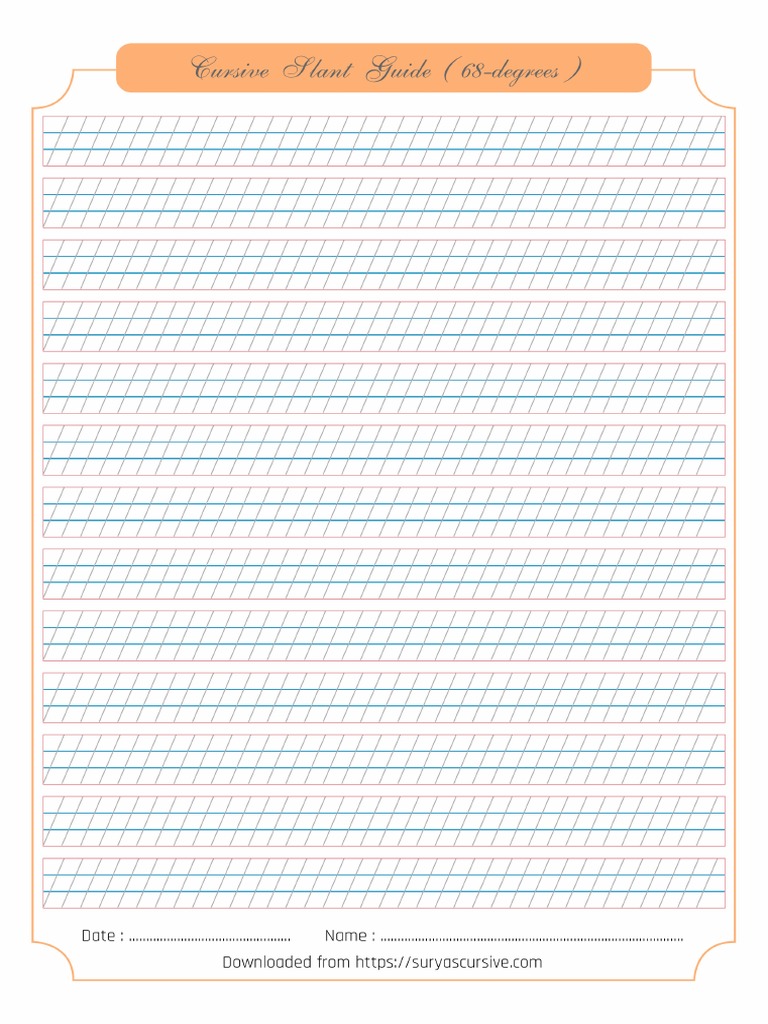 Cursive Slant Guide 68 Degrees | PDF