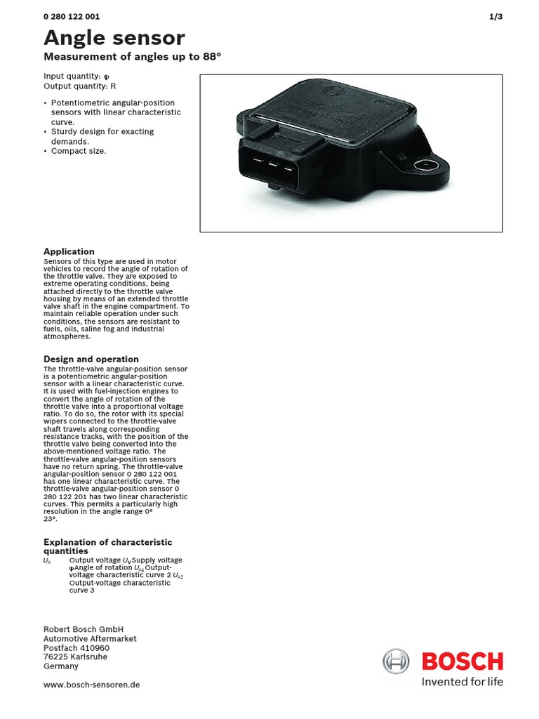Bosch Sensor TPS | PDF | Throttle | Sensor