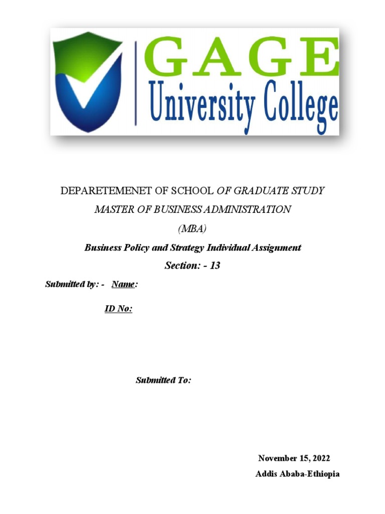 Individual Assignment On Company Strategic Analysis Pdf