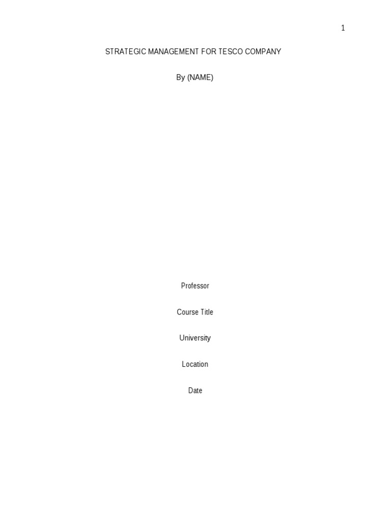 Strategic Management For Tesco Company | PDF | Tesco | Retail