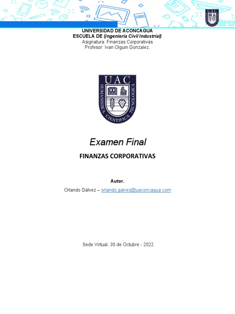 Finanzas Corporativas en UAC: Examen Final | PDF | Portafolio (Finanzas ...