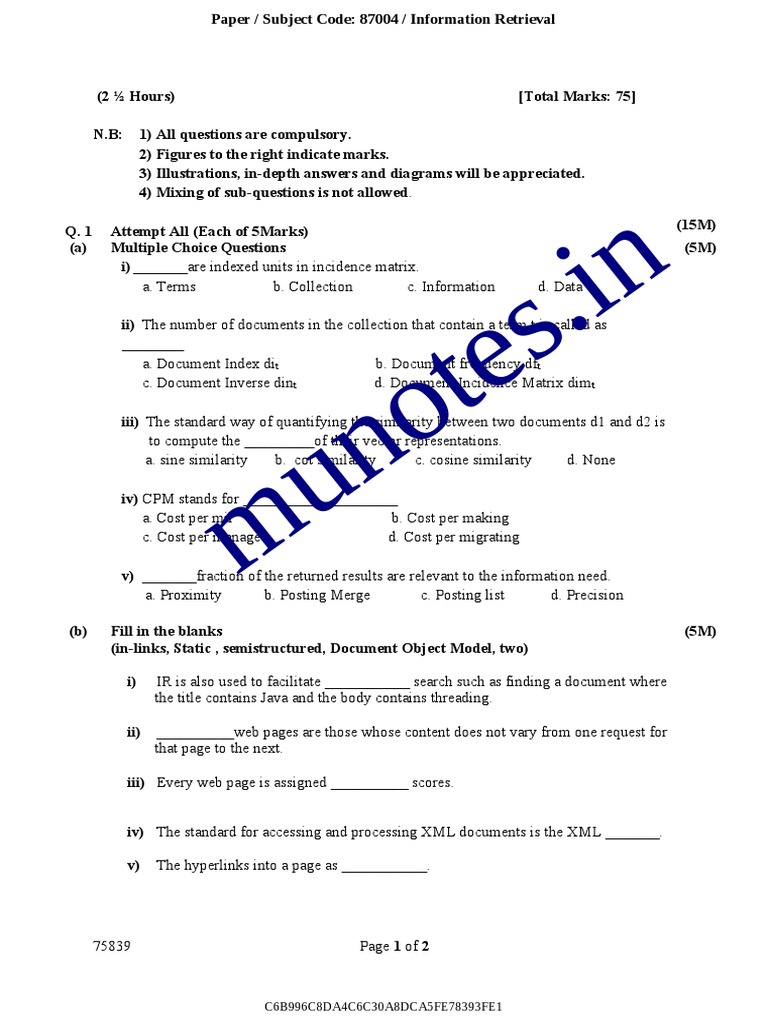 TYBSC-CS - SEM6 - IR - APR19 Munotes Mumbai University | PDF ... TYBSC-CS - SEM6 - IR - APR19 Munotes Mumbai University | PDF ...