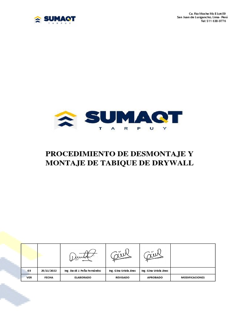 77 - Procedimiento de Desmontaje y Montaje de Tabique de Drywall | PDF