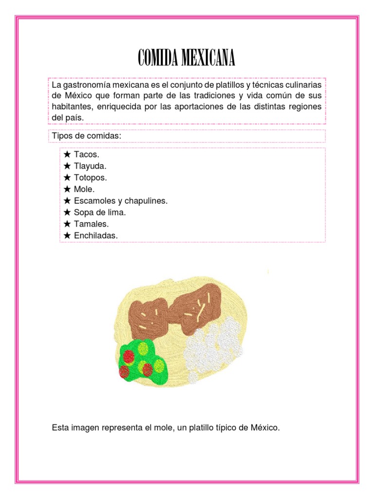 Platillos Típicos de la Comida Mexicana | PDF | Cocina mexicana | Taco