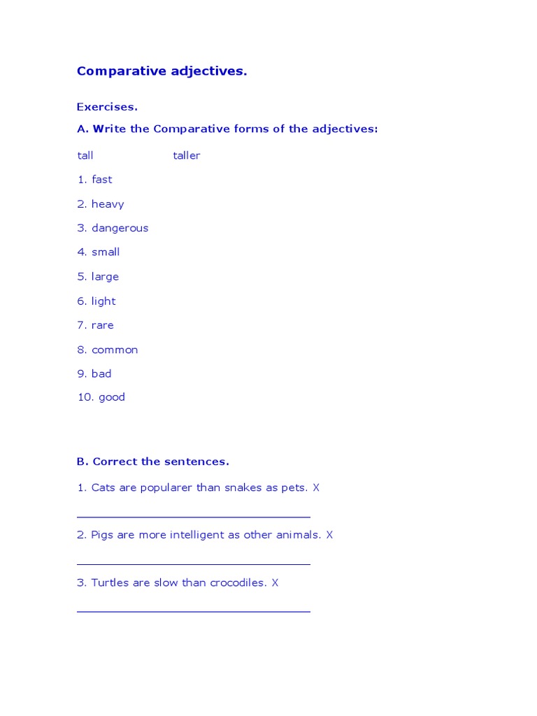 Comparative Adjectives Exercises Guide | PDF