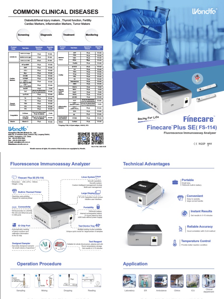 Wondfo Fia Finecare Plus Se Fs 114 | PDF | Blood Plasma | Clinical Medicine
