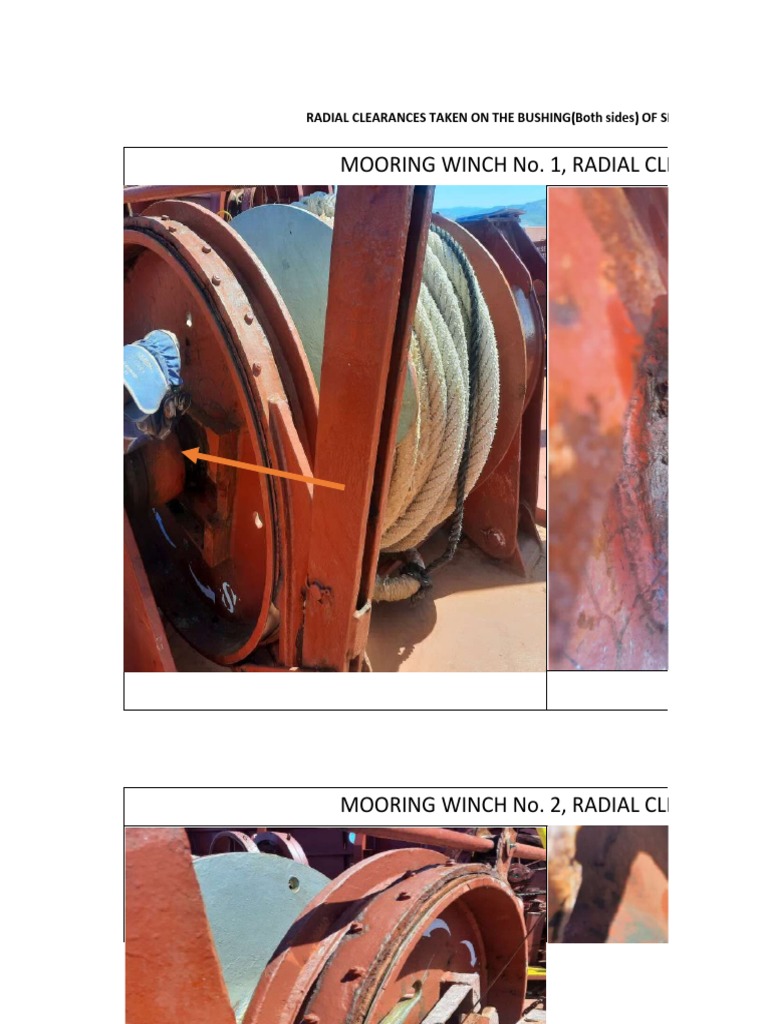 Mooring Winch Bushing Clearances | PDF | Manufactured Goods | Equipment
