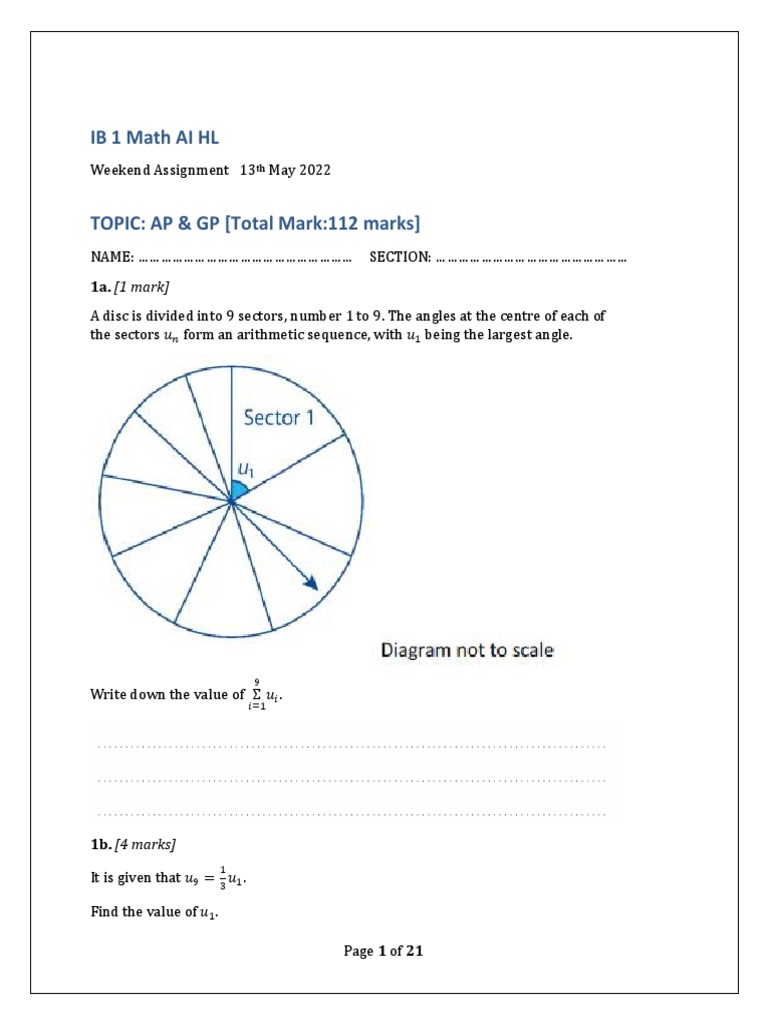 AP & GP Assignment, IB 1 Assignment, 13th May, 2022, PDF | PDF | Mathematical Objects | Arithmetic