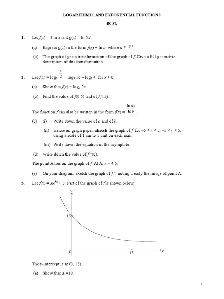 Logarithmic and Exponential Functions Worksheet | PDF | Exponential ...