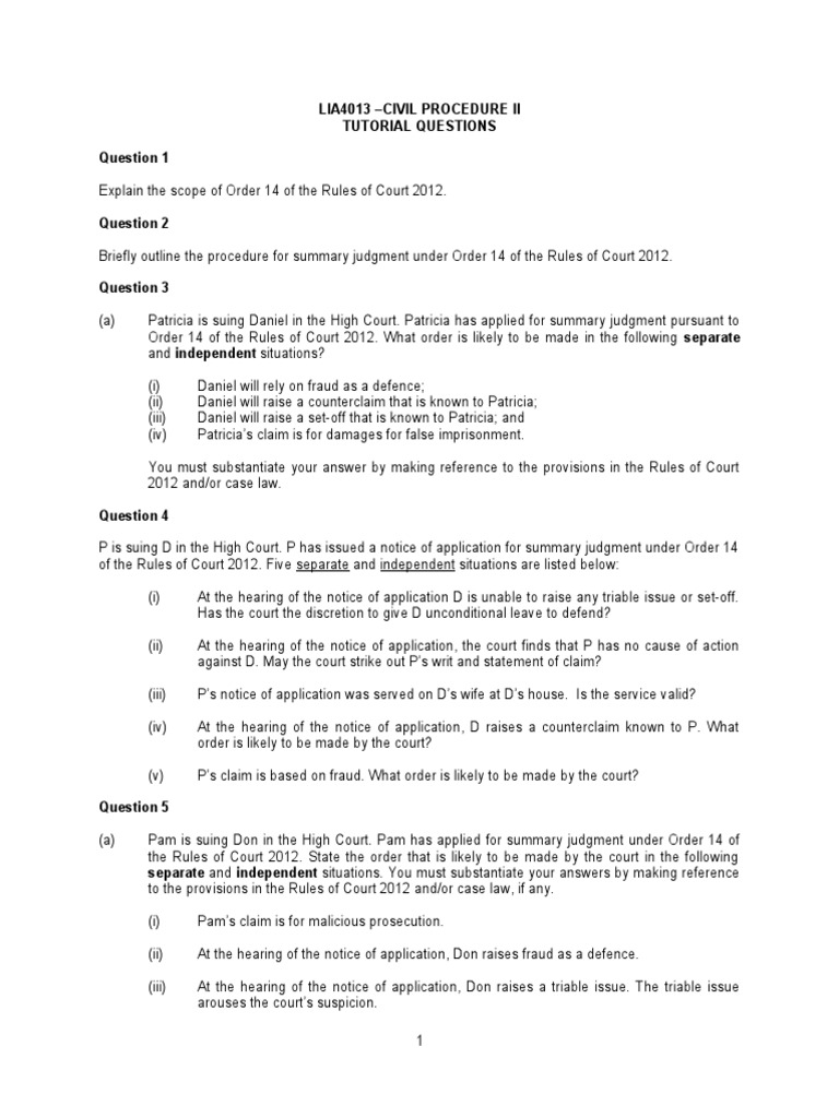 Summary Judgment Procedures in Civil Court | PDF | Lawsuit | Court Of ...