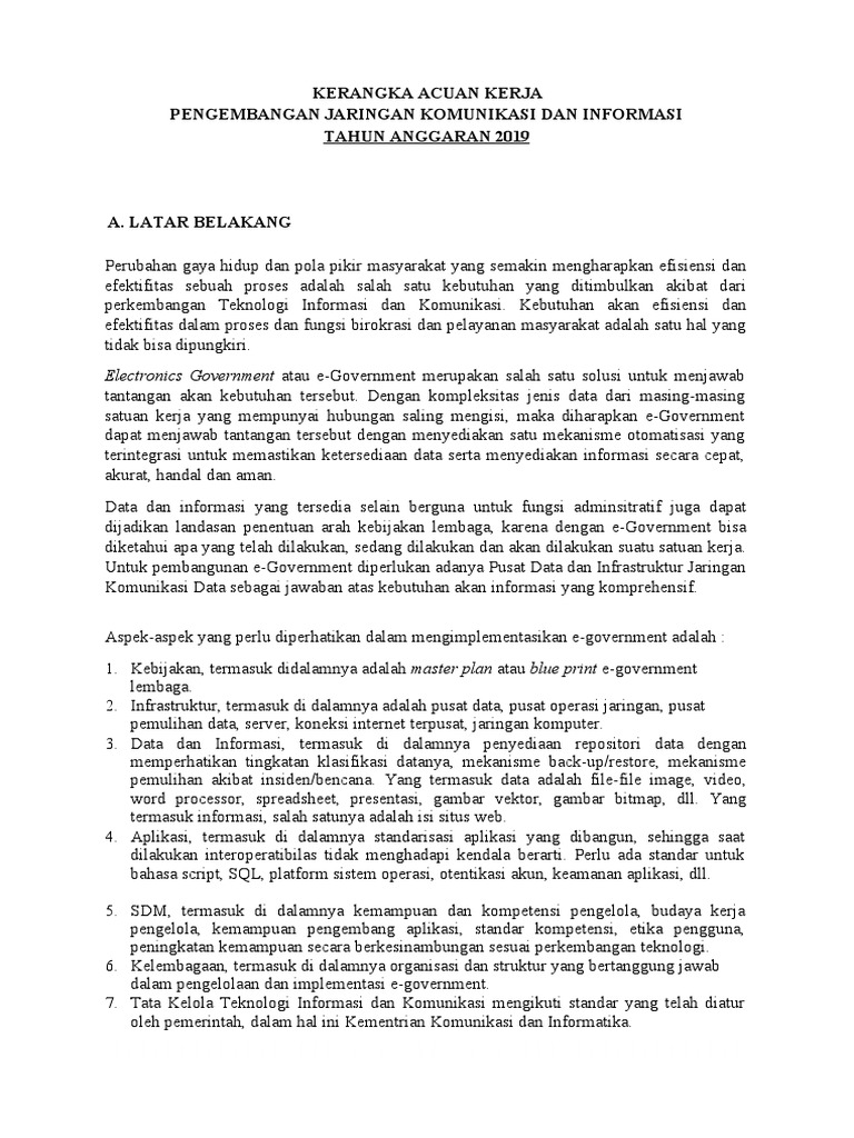 Contoh KAK TIK | PDF