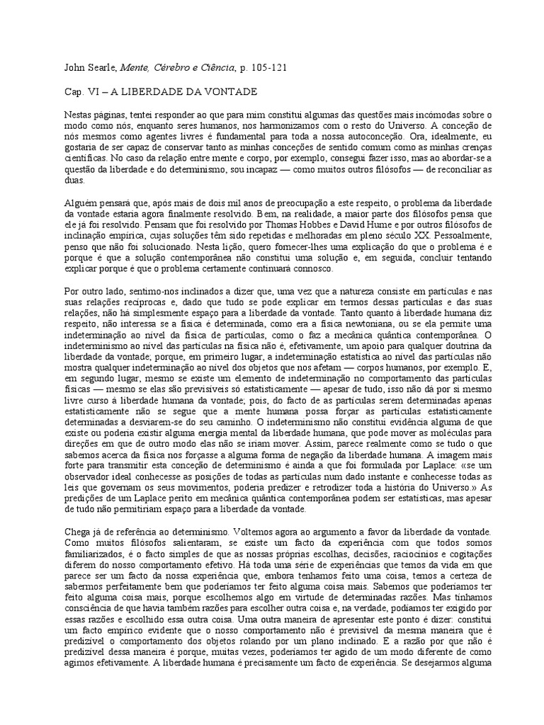 A Liberdade da Vontade e o Problema do Determinismo: Uma Análise ...
