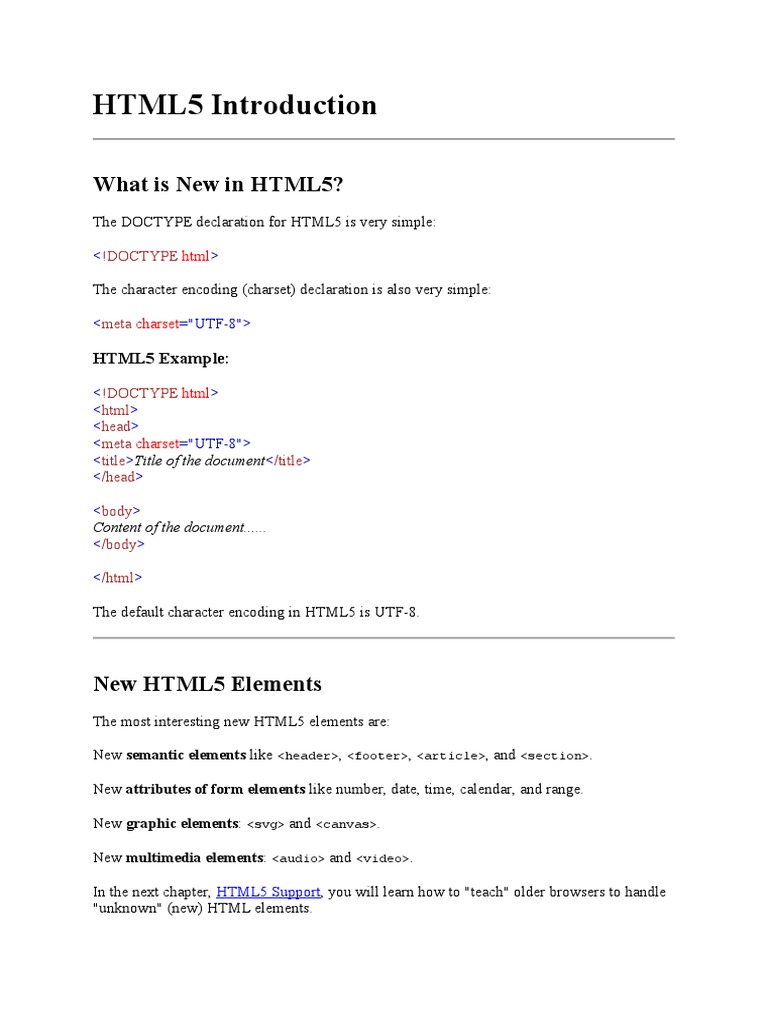 HTML5 Introduction | PDF