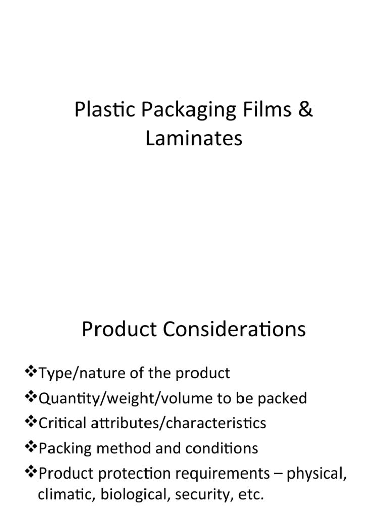 Plastic Packaging Films & Laminates | PDF