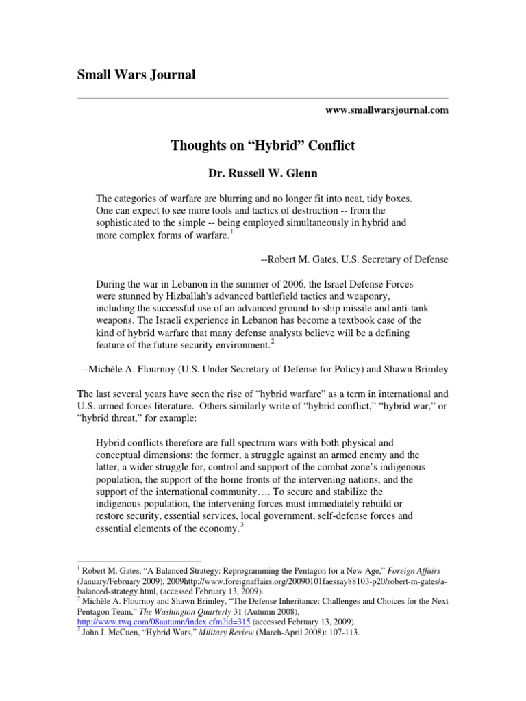 GLENN Thoughts On Hybrid Conflict | PDF | Hezbollah | Military