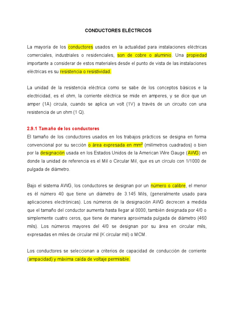 CONDUCTORES ELÉCTRICOS UNIDAD 2 | PDF | Aislador (Electricidad ...