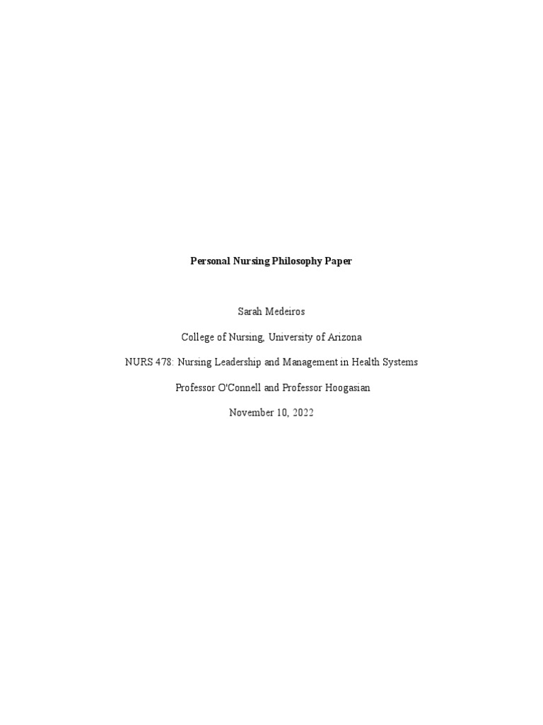 Personal Nursing Philosophy Paper | PDF | Nursing | Patient