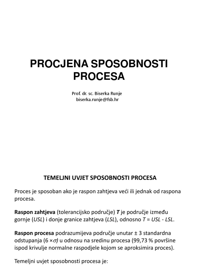 2 Procjena Sposobnosti Procesa | PDF
