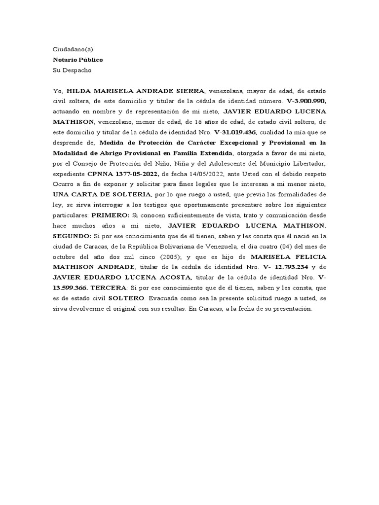 Carta de Solteria | PDF