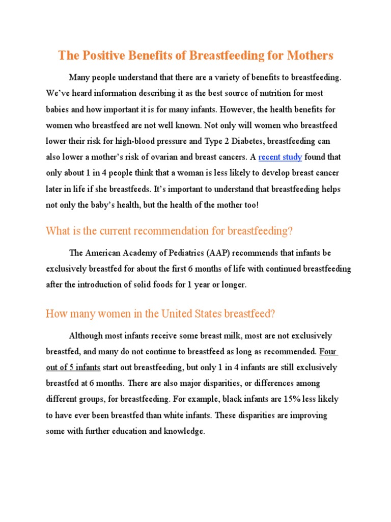 Benefits of Breastfeeding For Mothers - Nutr 251 Honors Assignment ...