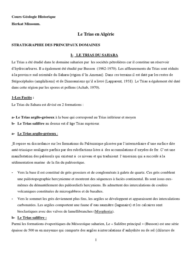 Stratigraphie du Trias en Algérie | PDF | Grès | Matériaux