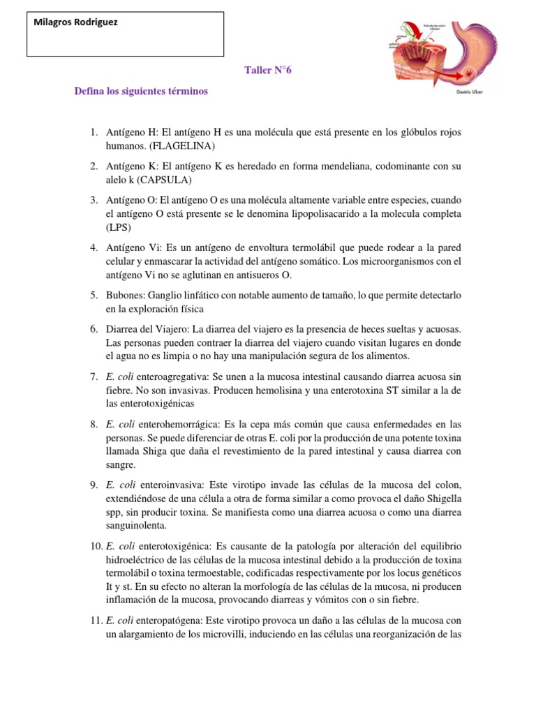 Taller N°6, Microbiología MédicaMRodriguez | PDF