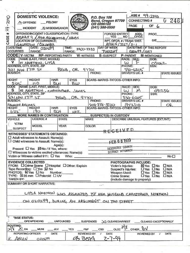 Chris Northon Assault Arrest | PDF