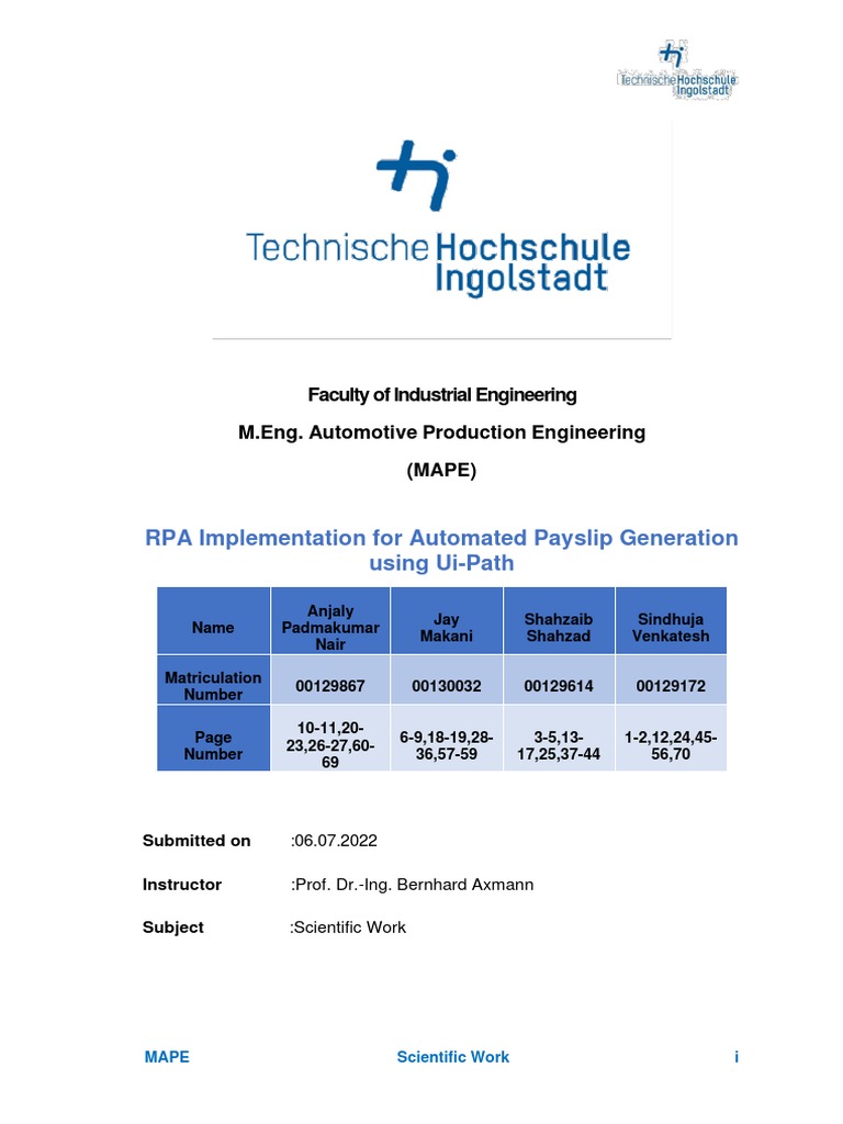 6-RPA Implementation in Payslip Generation-Anjaly - Jay - Shahzaib - Sindhuja | PDF