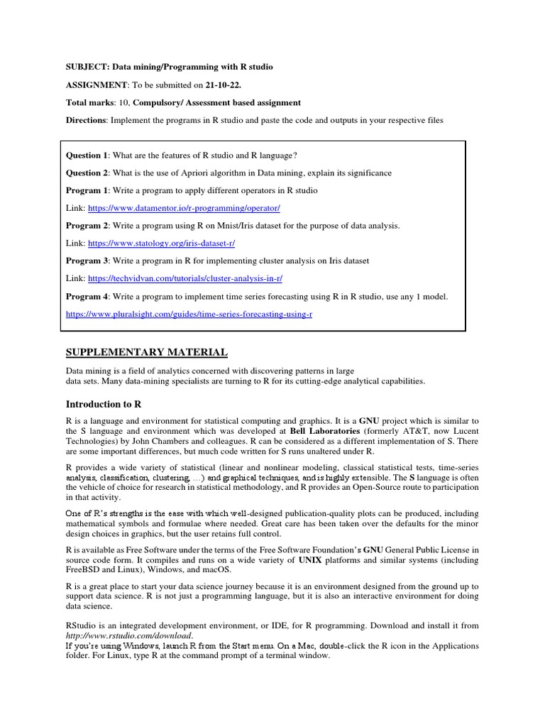 Assignment For MCA 3rd Sem HPU R Programming | PDF