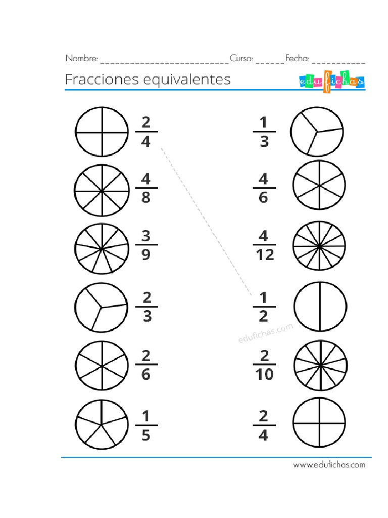 Ficha De Fracciones Equivalentes Pdf
