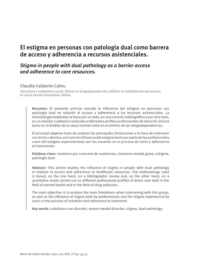 Estigma y acceso en patología dual | PDF | La dependencia de sustancias ...