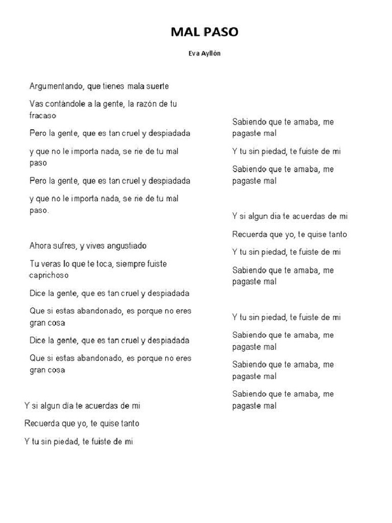 Mal Paso Letra | PDF