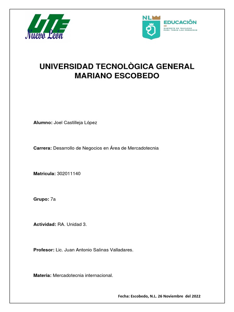 RA Unidad 3 | PDF | Mercado (economía) | Procesos de negocio