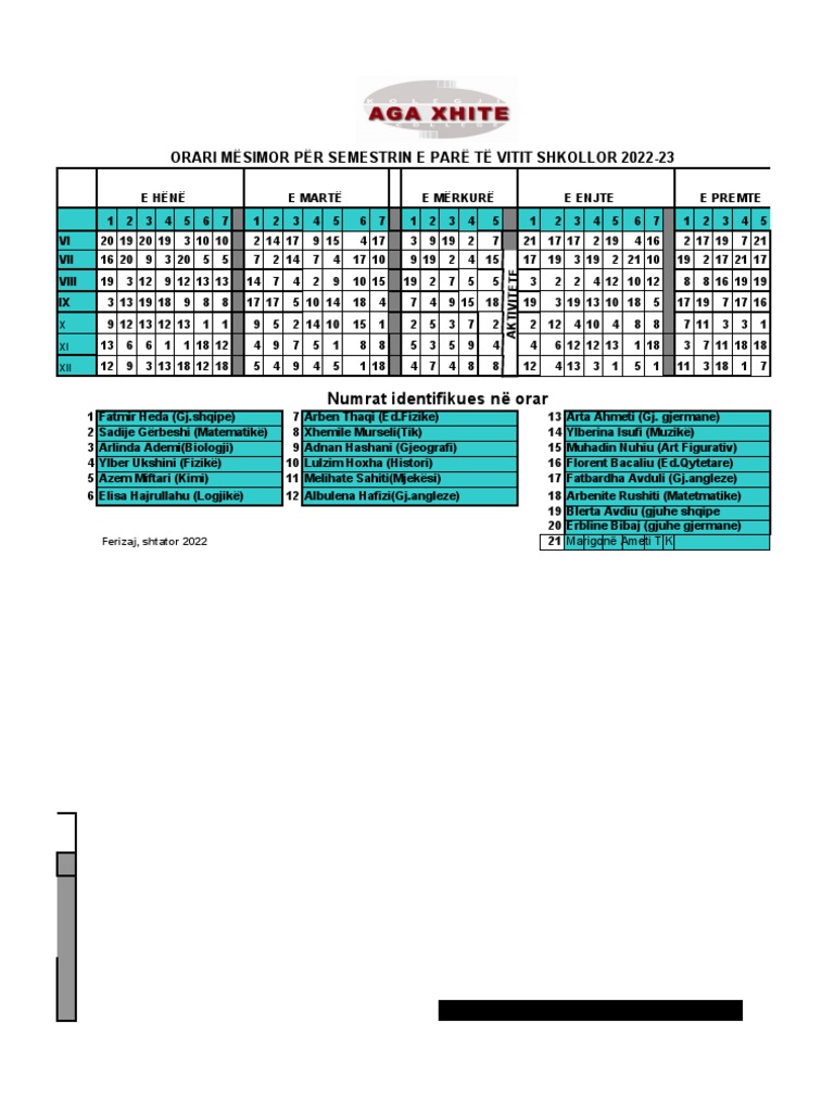 Orari 2022 2023 1 | PDF