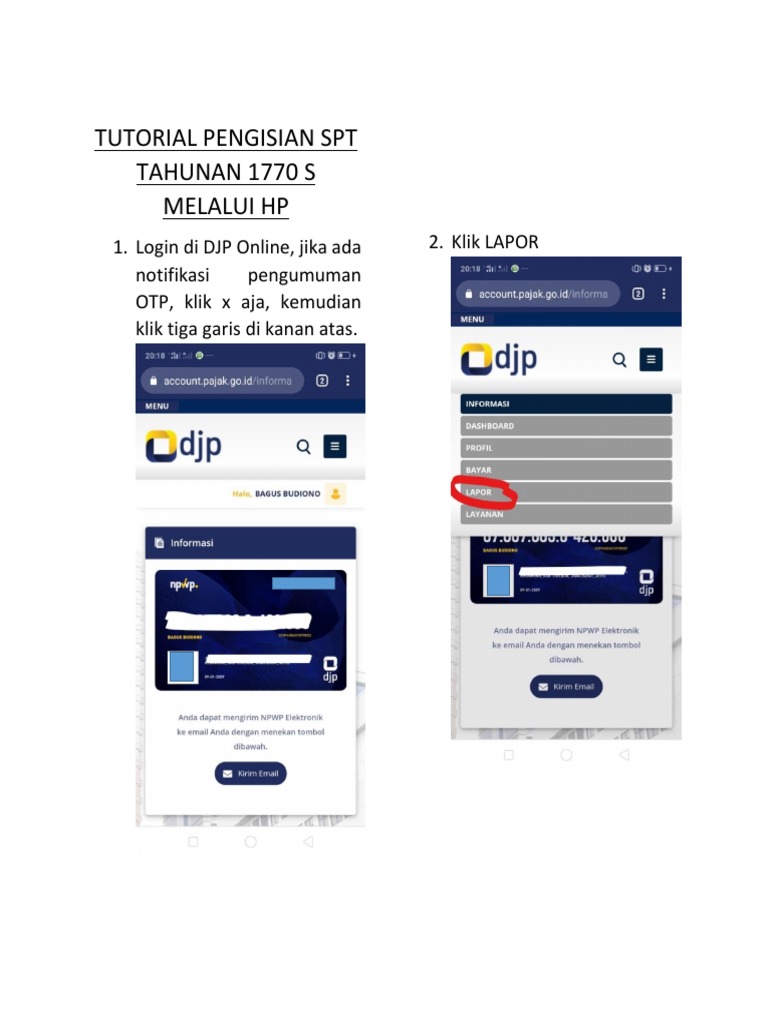 5b. Tutorial Pengisian SPT Tahunan 1770 S Melalui HP Update | PDF | Bisnis