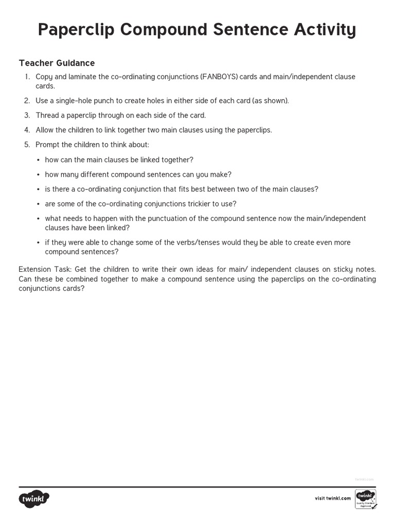 t2 e 3141 What Is A Compound Sentence Paperclip Compound Sentence ...