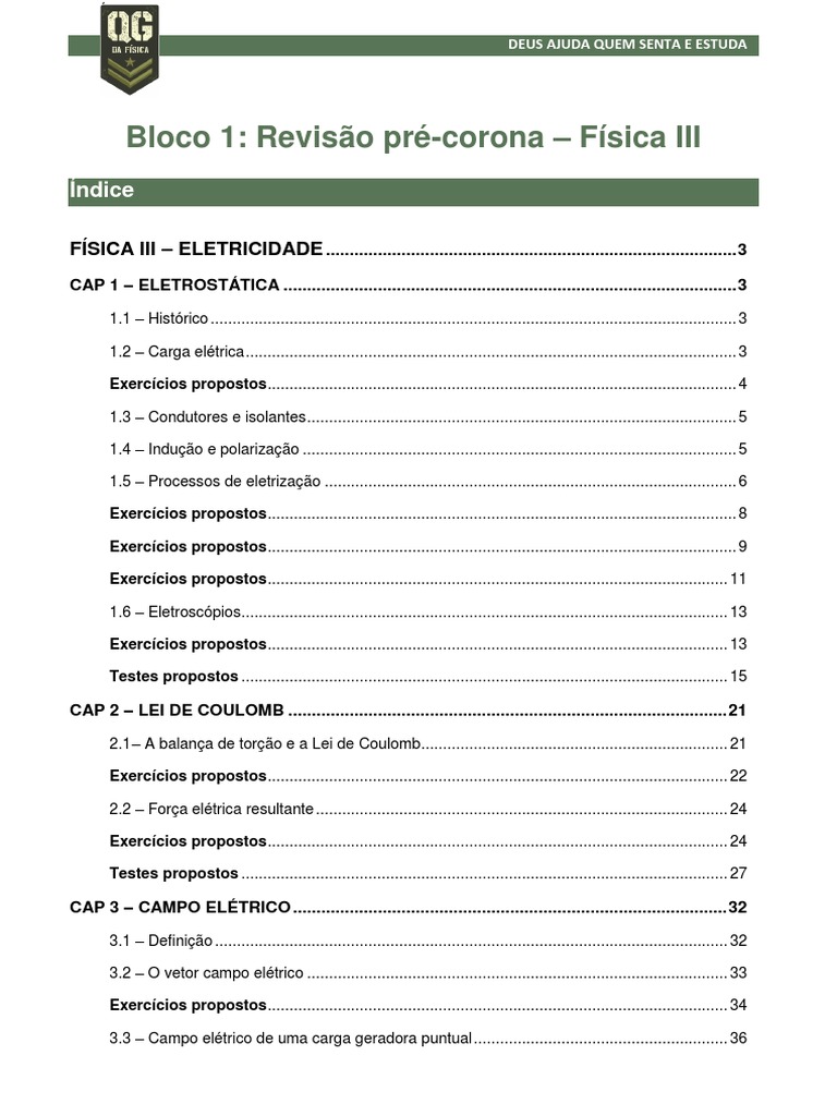 Bloco 1 - Fisica 3 | PDF