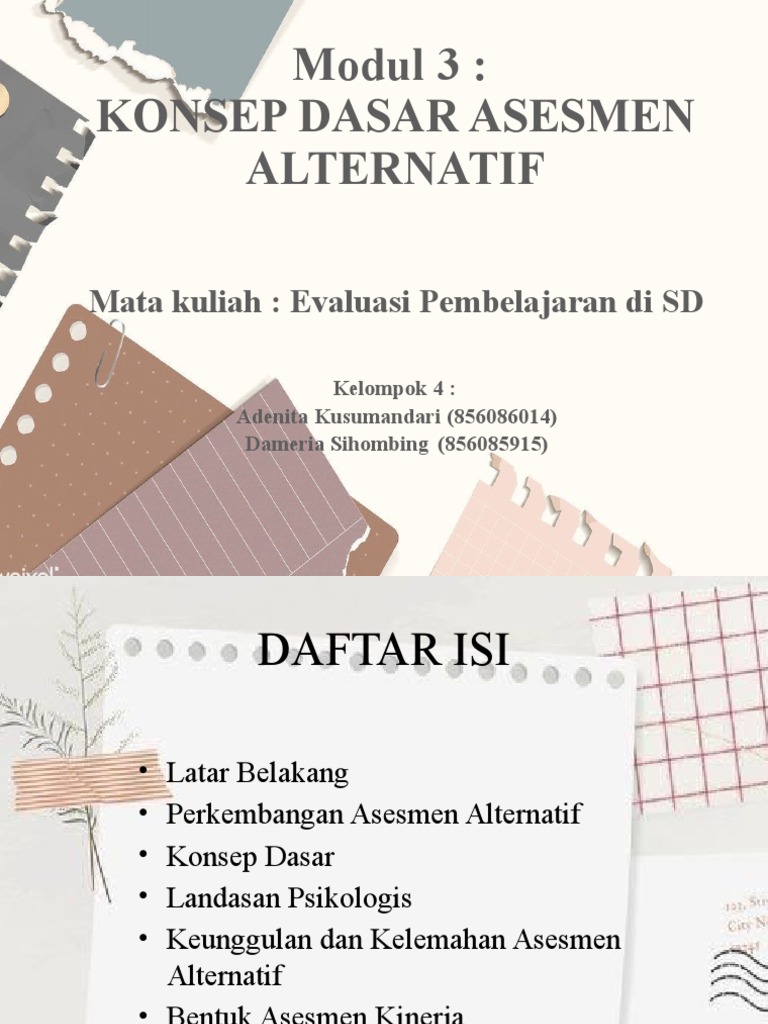 Materi 4. Konsep Dasar Asesmen Alternatif | PDF