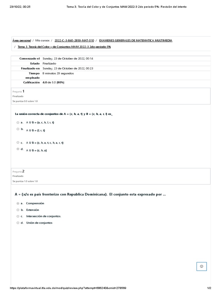 Tema 3. Teoría Del Color y de Conjuntos MAM 2022-3 2do Periodo 5% ...