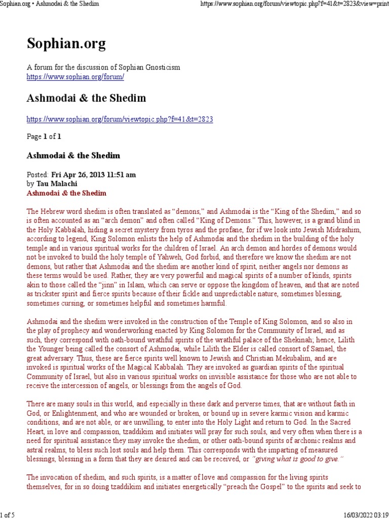 Ashmodai & The Shedim | PDF | Demons | Jesus