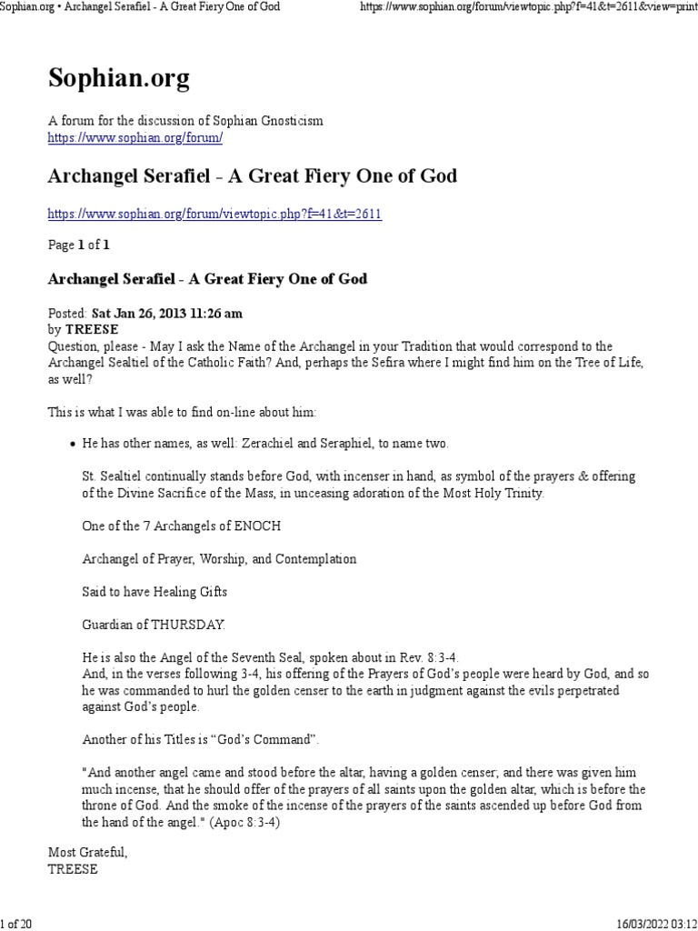 Archangel Serafiel - A Great Fiery One of God | PDF | Angel | Prayer