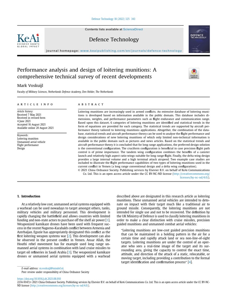 Performance Analysis and Design of Loitering Munitions A Comprehensive ...