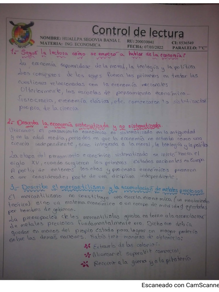 Control de Lectura | PDF